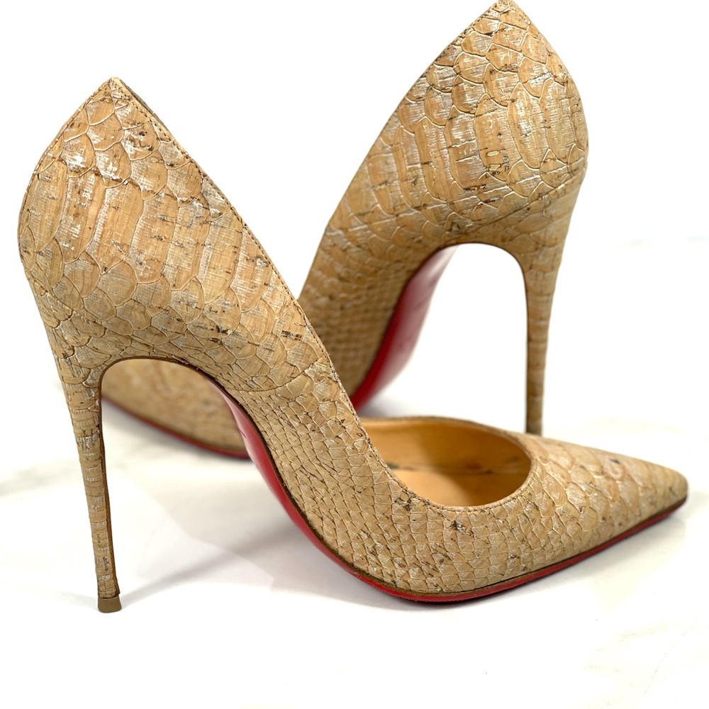 Christian Louboutin 'So Kate' Python Embossed Cork He… - Gem